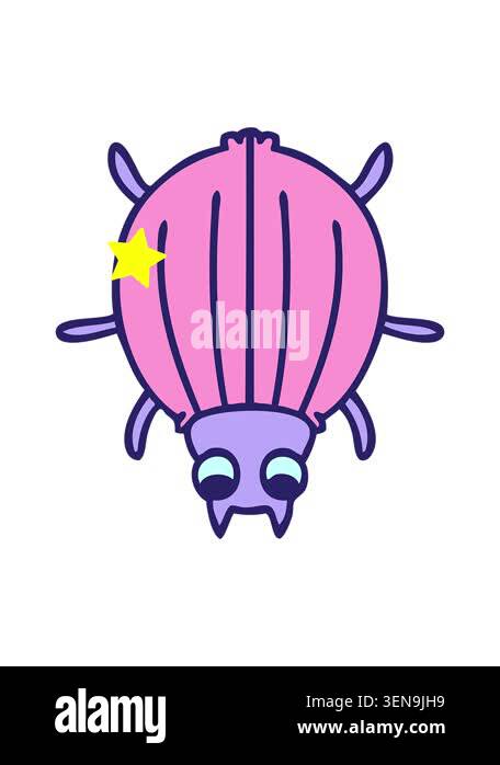 twinkling stars effect animation of a quirky cartoon beetle Stock Video ...