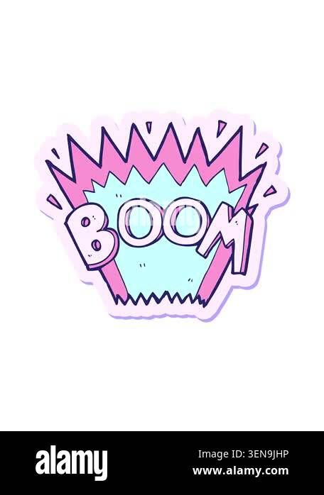 pressure popping animation of sticker of a cartoon comic book explosion ...