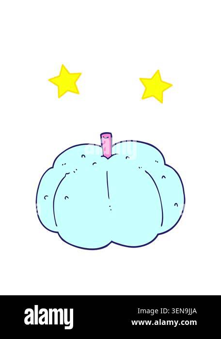 spinning stars animation of cartoon pumpkin drawing Stock Video Footage ...