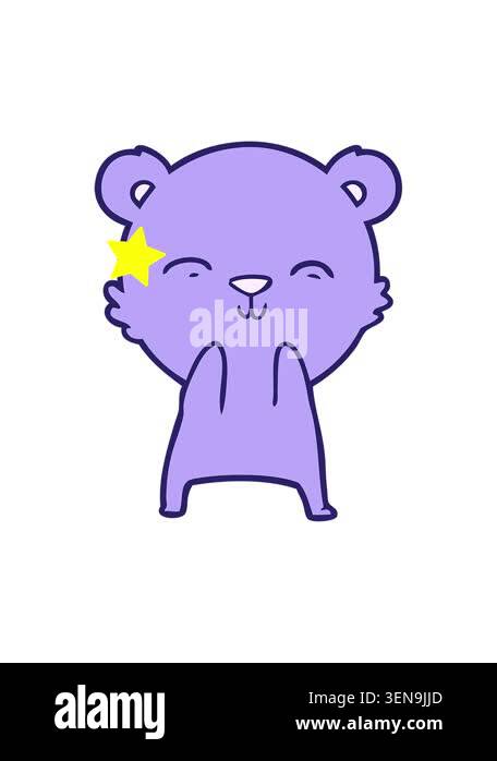 twinkling stars effect animation of cartoon funny bear character Stock ...