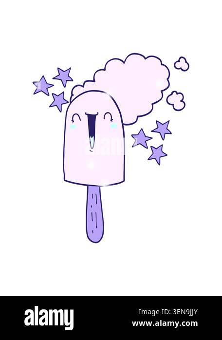 glitter effect animation of cute cartoon ice lolly Stock Video Footage ...