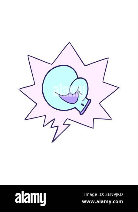 popping motion animation of boxing glove cartoon with speech bubble ...