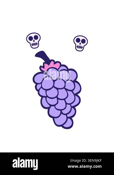 spinning skulls animation of a cartoon doodle bunch of grapes Stock ...