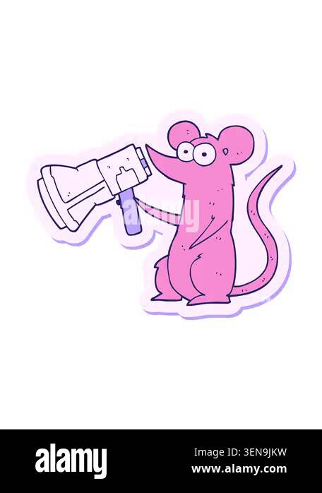 pixelize effect animation of sticker of a cartoon mouse with megaphone ...