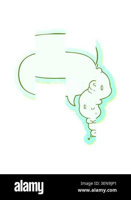 splitting motion animation of cute cartoon ghost with speech bubble ...