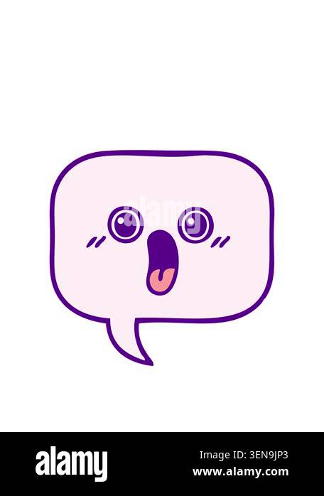 stretching up animation of cute cartoon of a speech bubble in bright ...