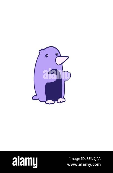 horizontally vibrating animation of cartoon penguin drawing Stock Video ...