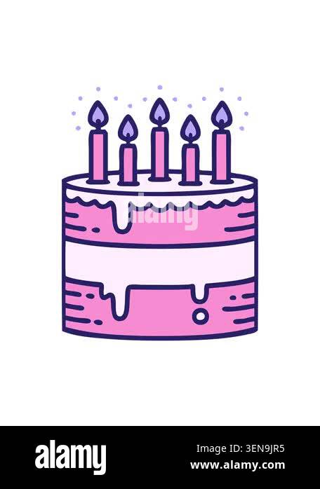 bob and pause animation of cartoon of a birthday cake Stock Video ...