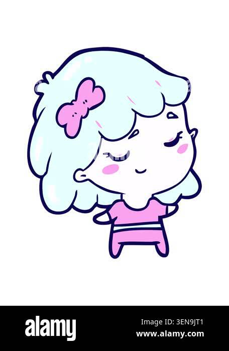 neon light effect animation of cute cartoon happy girl Stock Video ...