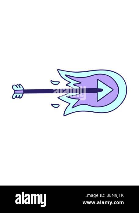 bobbing motion animation of hand drawn quirky cartoon burning arrow ...