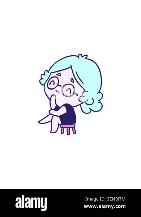 flashy sales animation of cartoon illustration of a cute kawaii lady ...