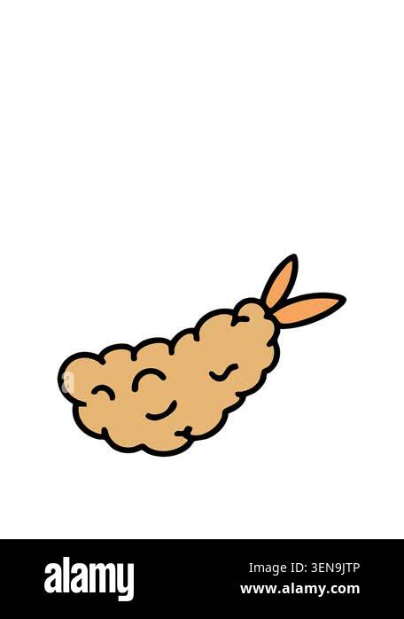 stretching up animation of japanese tempura fried shimp snack Stock ...