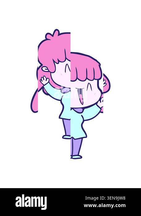 splitting motion animation of neon cartoon of woman Stock Video Footage ...