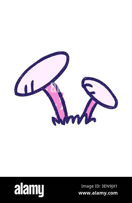 jiggle motion animation of Mushroom Chalk Drawing Stock Video Footage ...