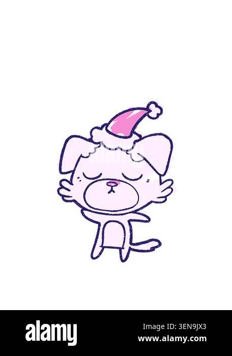 stretching up animation of Christmas Dog Chalk Drawing Stock Video ...