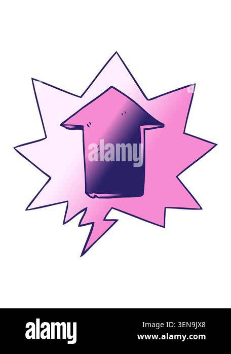jiggle and pause animation of cartoon pointing arrow with speech bubble ...