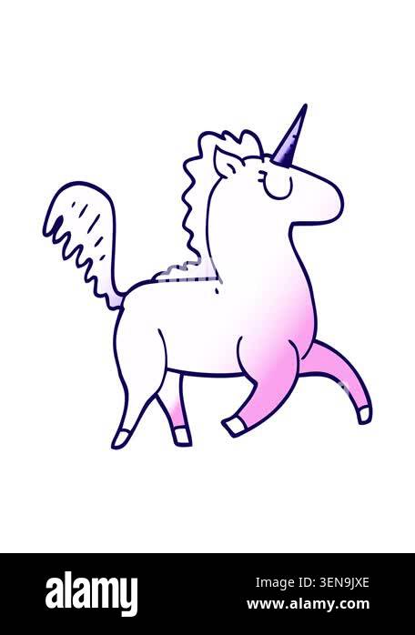 neon light effect animation of cartoon of a unicorn Stock Video Footage ...