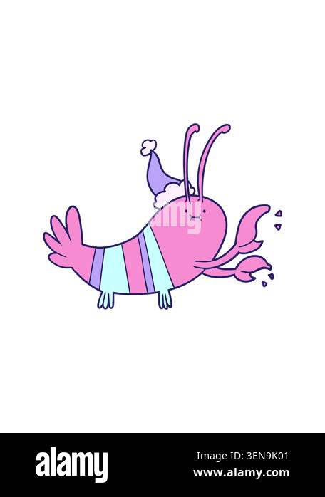 spinning motion animation of hand drawn line drawing of a lobster ...