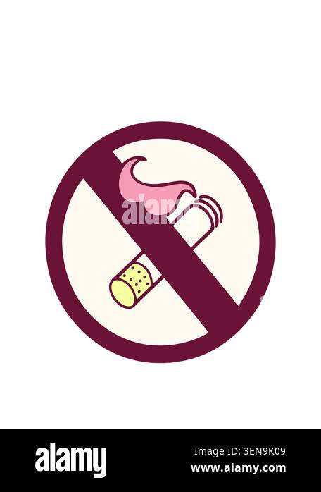 stretching up animation of cute cartoon of a no smoking allowed sign in ...