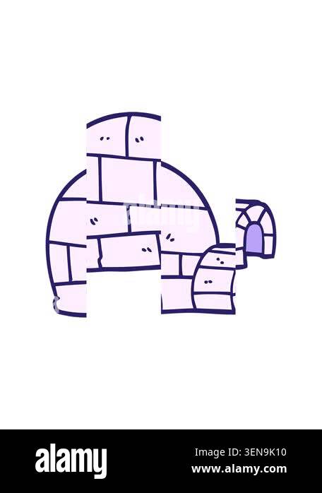 splitting motion animation of cartoon doodle winter igloo Stock Video ...