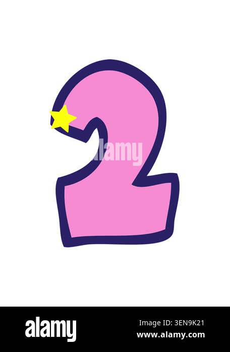 twinkling stars effect animation of cartoon doodle number 2 Stock Video ...