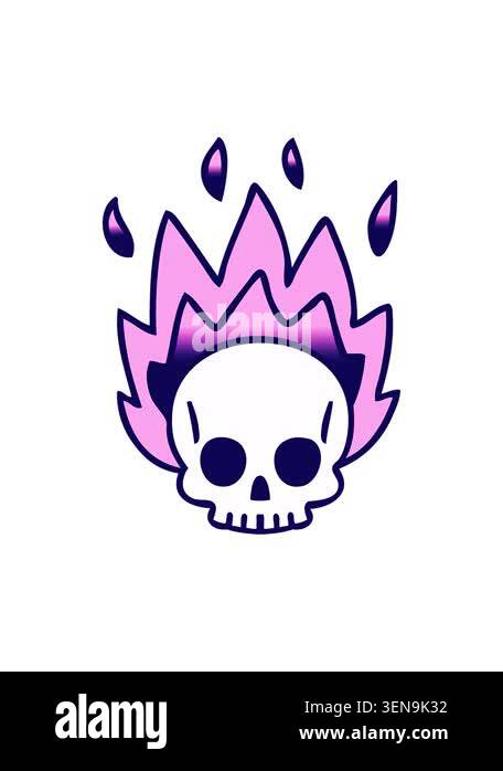neon light effect animation of gradient shaded quirky cartoon skull ...