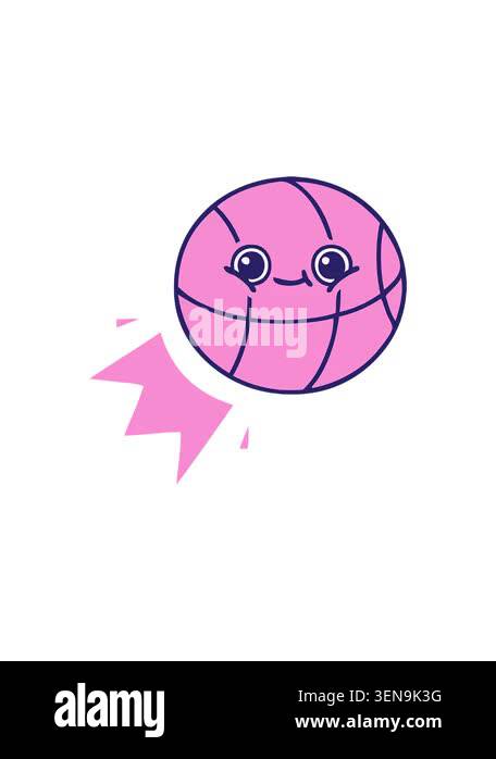 spinning motion animation of flat color retro cartoon of a basketball ...