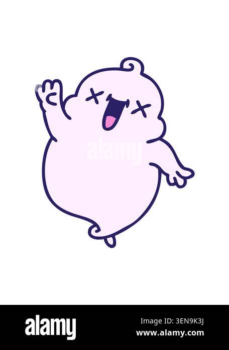 vibrating motion animation of cartoon of a cute halloween ghost waving ...