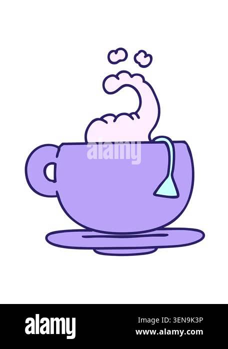 jiggle motion animation of cartoon steaming hot cup of tea Stock Video ...