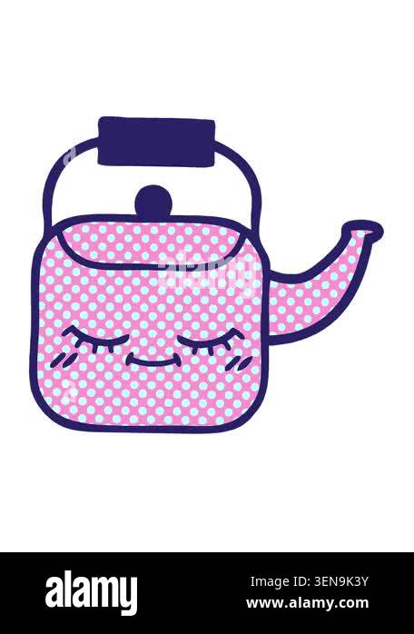 vibrating motion animation of comic book style cartoon of a kettle ...