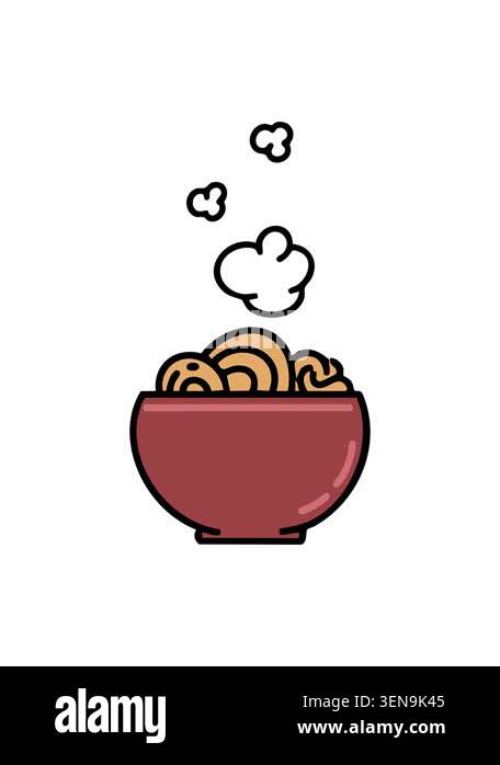shaking motion animation of hot noodles in a simple bowl Stock Video ...