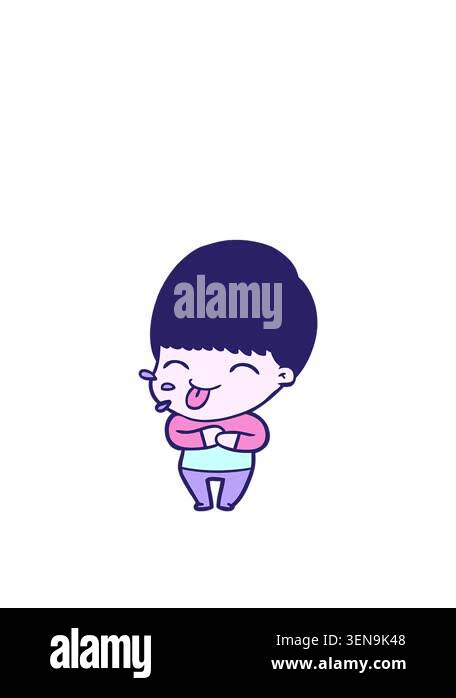 jumping motion animation of cartoon boy sticking out tongue Stock Video ...