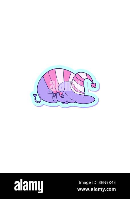 sales flash animation of sticker of a cartoon sleeping elephant in ...