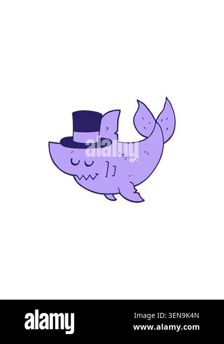 flashy sales animation of cartoon shark wearing top hat Stock Video ...