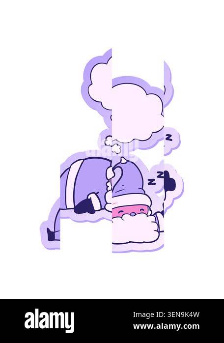 splitting motion animation of cartoon sleepy santa with thought bubble ...