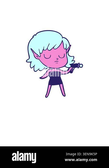 rise and float animation of cartoon elf girl drawing Stock Video ...