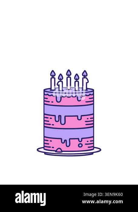 stretching up animation of drawing of birthday cake Stock Video Footage ...
