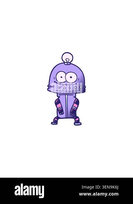 sales flash animation of happy carton robot with light bulb cartoon ...