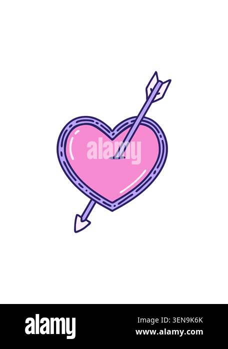 popping motion animation of iconic tattoo style drawing of an arrow and ...