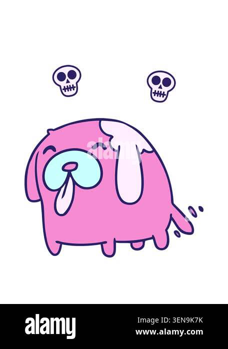 spinning skulls animation of cartoon illustration kawaii of a cute dog ...