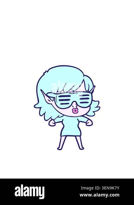jumping motion animation of pretty cartoon elf girl Stock Video Footage ...