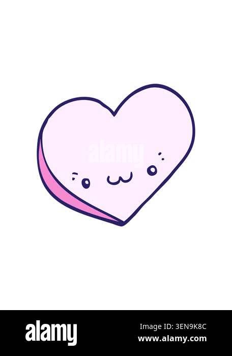 attention grabbing animation of cartoon love heart with face Stock ...