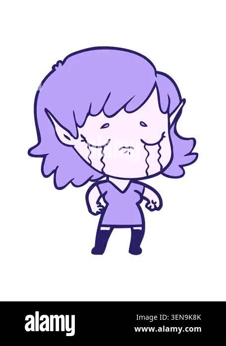pixelize effect animation of cartoon crying elf girl image Stock Video ...