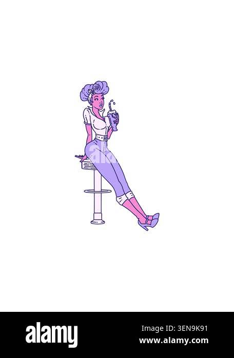 splitting effect animation of tattoo in traditional style of a pinup ...