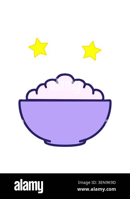 spinning stars animation of some hot rice in simple bowl Stock Video ...