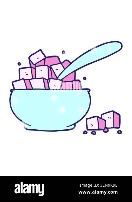 glitter effect animation of cartoon sugar bowl Stock Video Footage - Alamy