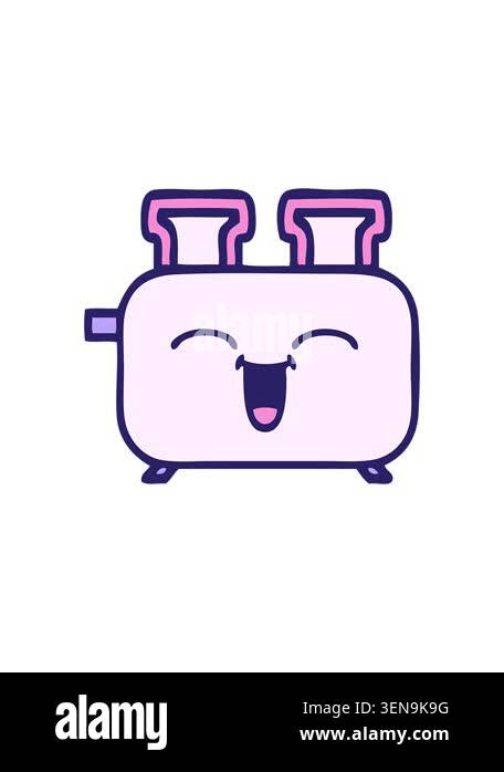 power up animation of cute cartoon of a of a toaster Stock Video ...