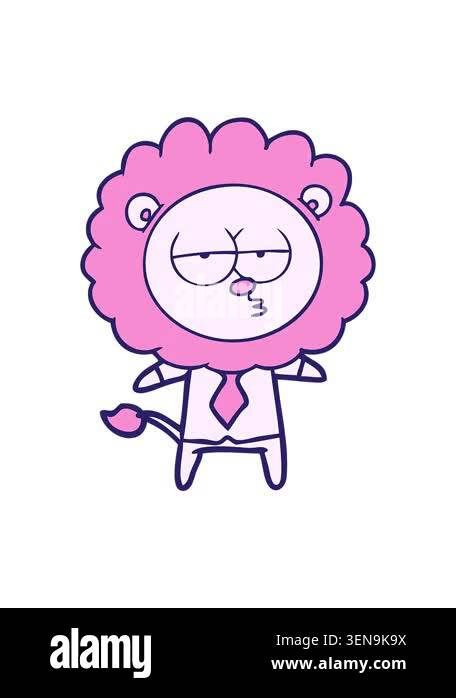 bob and pause animation of cartoon bored lion office worker Stock Video ...