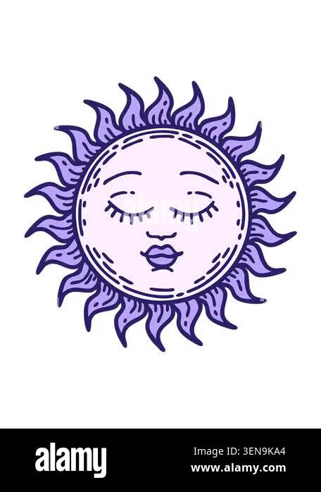 bobbing motion animation of a tattoo style image of a sun Stock Video ...