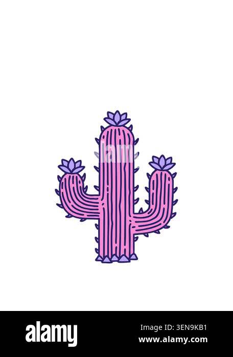 stretching up animation of tattoo style image of a cactus Stock Video ...